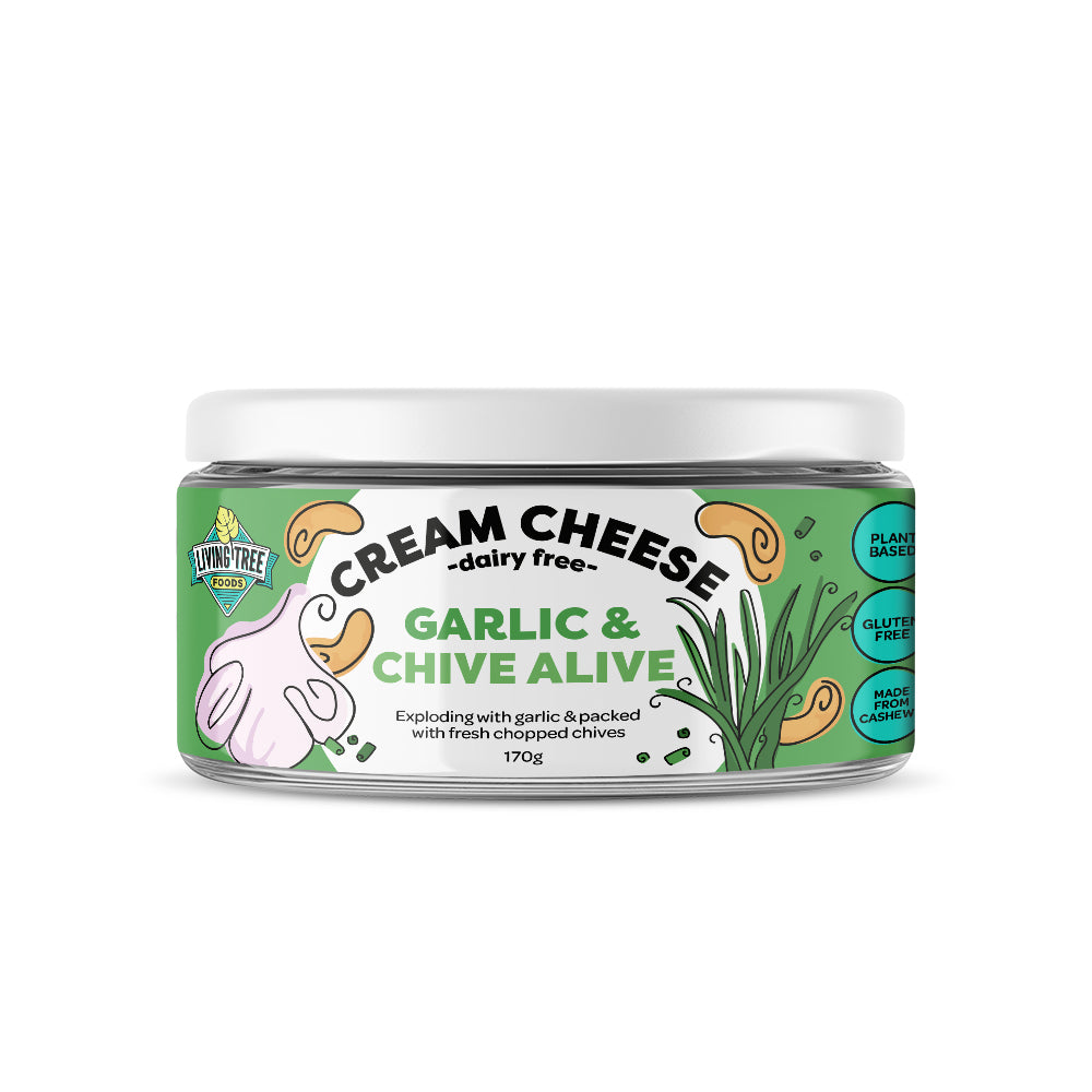 Garlic & Chive Alive Cream Cheese – Living Tree Foods